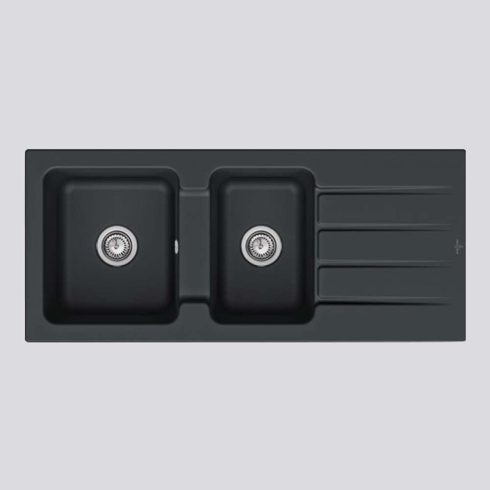 Architectura 80 1160 1 & 3/4 Sink | Drainer | No Tap Hole | Pure Black ...